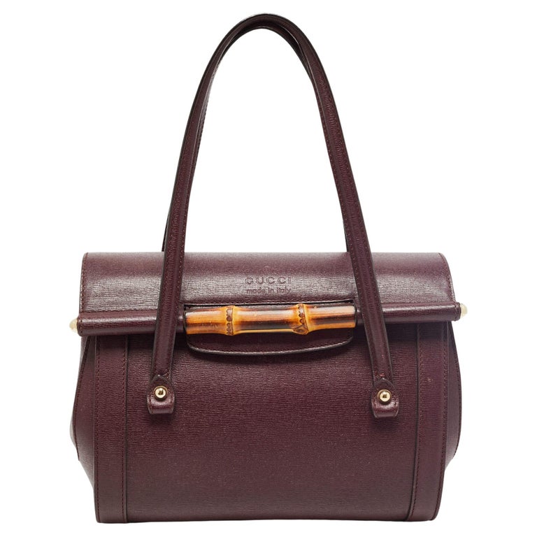 Gucci Burgundy Leather Medium New Bamboo Bullet Bag For Sale at 1stDibs