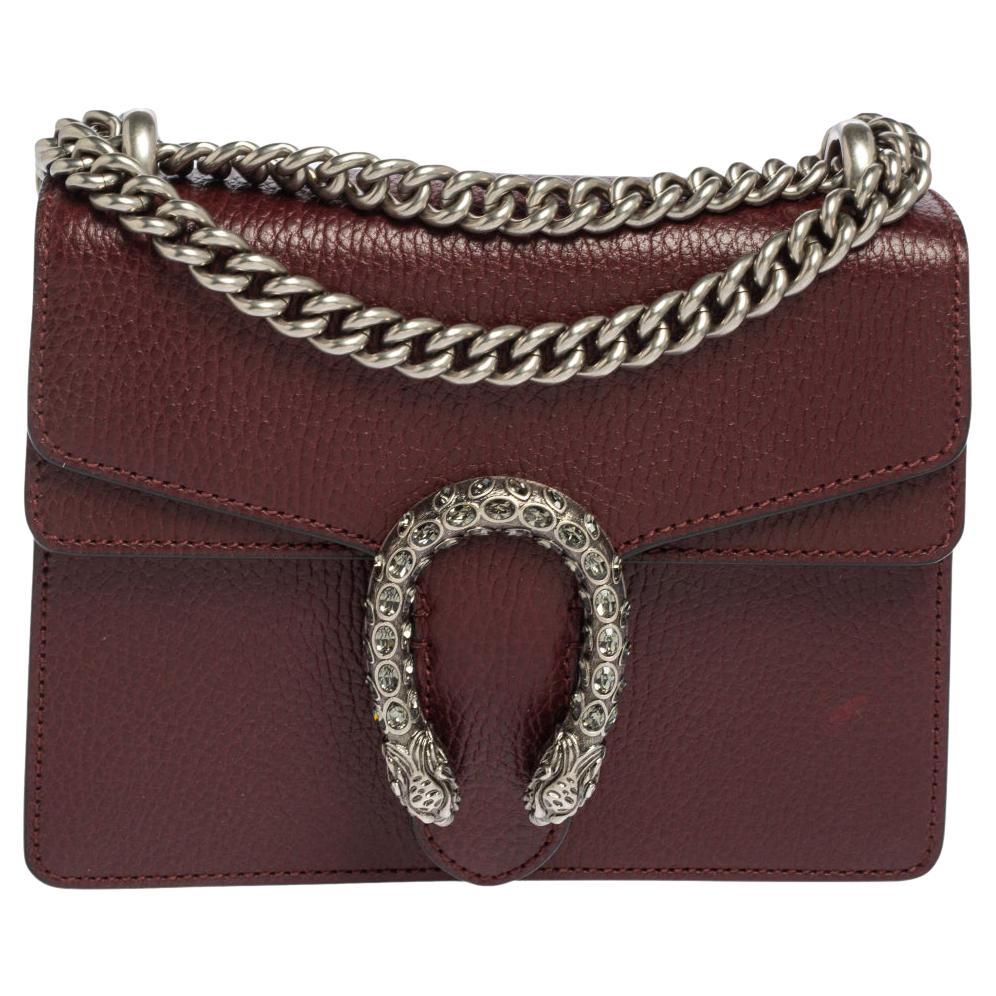 Gucci Burgundy Leather Mini Dionysus Shoulder Bag at 1stDibs