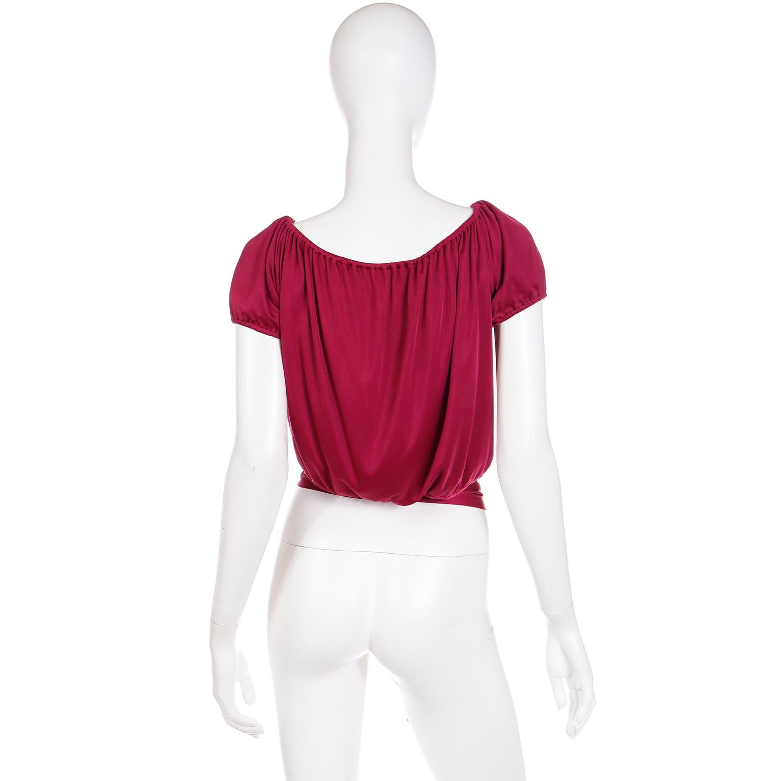 Gucci Burgundy Low Cut Top with Sash and Gold GG Logo and Anchor Charms ...