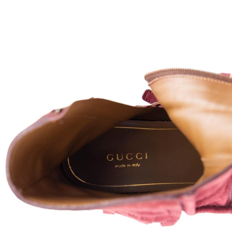 GUCCI burgundy suede 2014 FRINGED HORSEBIT LOAFER Boots Shoes 37.5 For ...