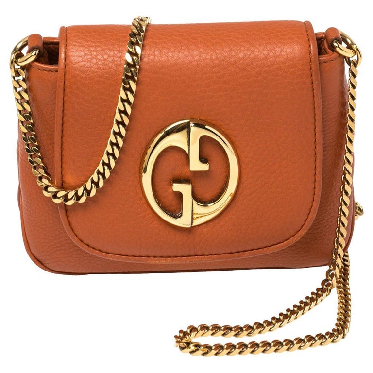 Gucci Burnt Orange Leather Small 1973 Shoulder Bag For Sale at 1stDibs