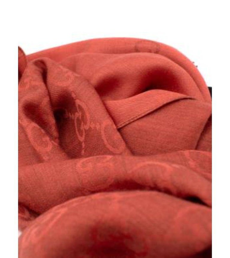 Gucci Burnt Orange Wool and Silk Monogram Scarf For Sale at 1stDibs
