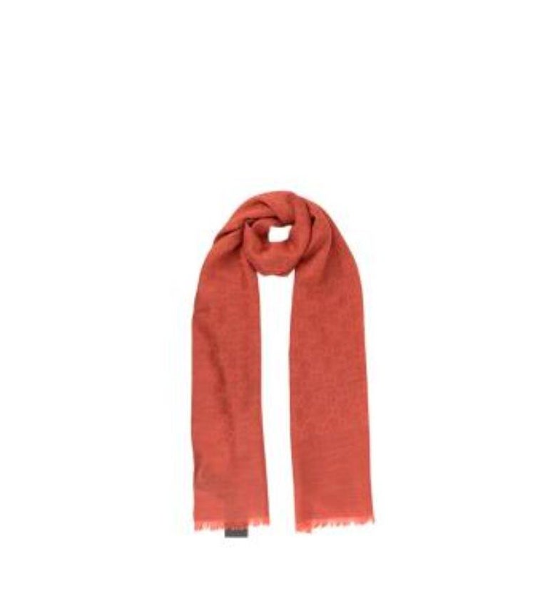 Gucci Burnt Orange Wool and Silk Monogram Scarf For Sale at 1stDibs