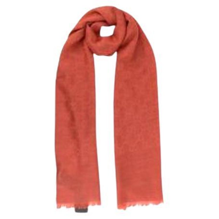 Gucci Burnt Orange Wool and Silk Monogram Scarf For Sale at 1stDibs