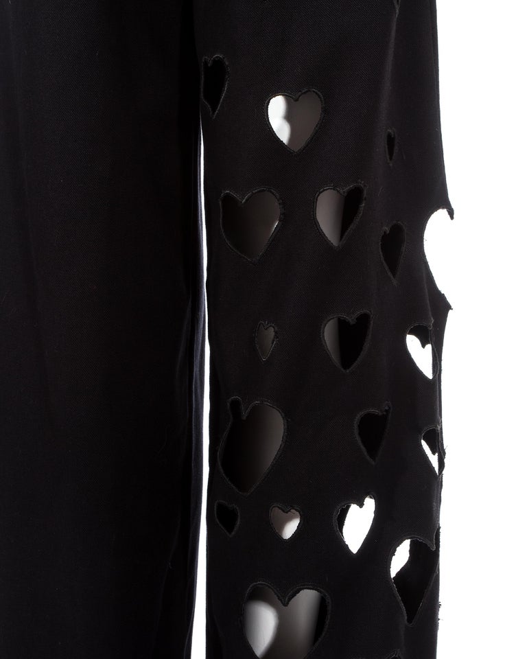Gucci by Tom Ford black denim oversized jeans with heart cut-outs, ss ...