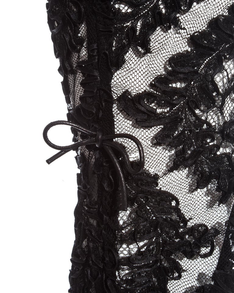 Gucci By Tom Ford Black Embroidered Lace And Mesh Flared Evening Pants