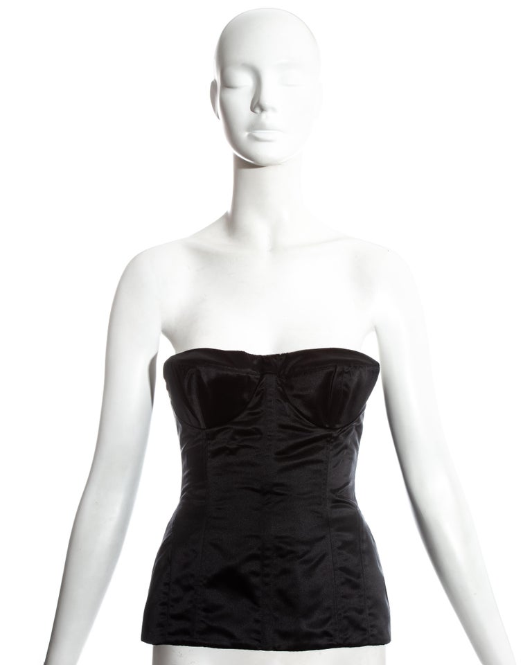 Gucci by Tom Ford black satin cone bra corset bustier, ss 2001 For Sale ...