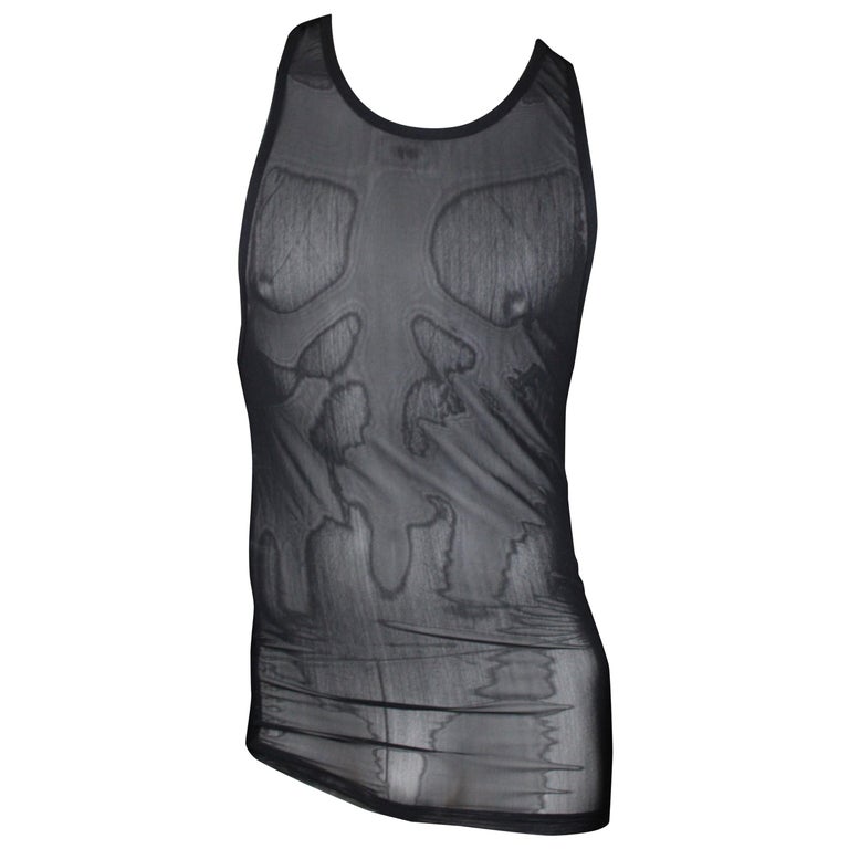 Gucci by Tom Ford Black Sheer Men's Tank Top, Size L at 1stDibs