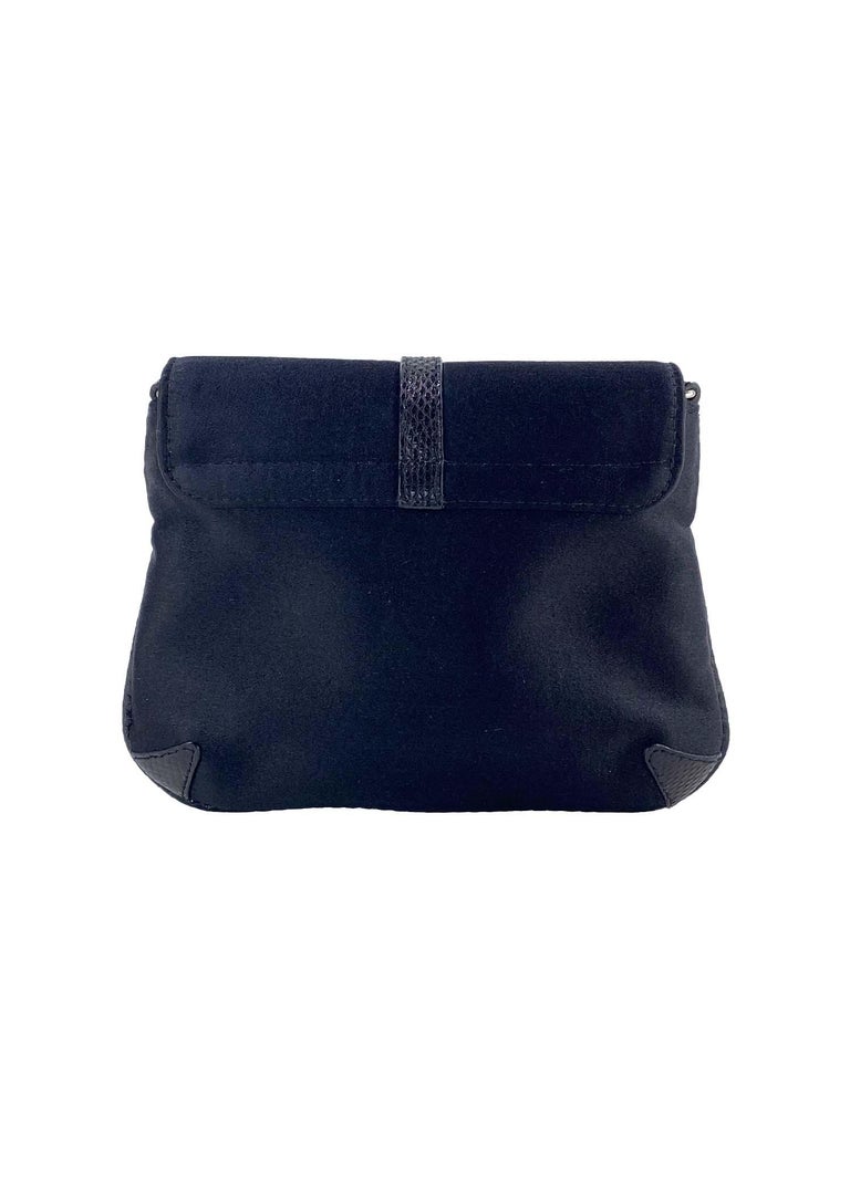 Gucci by Tom Ford Black Silk Rhinestone 'GG' Logo Reins Thong Mini ...