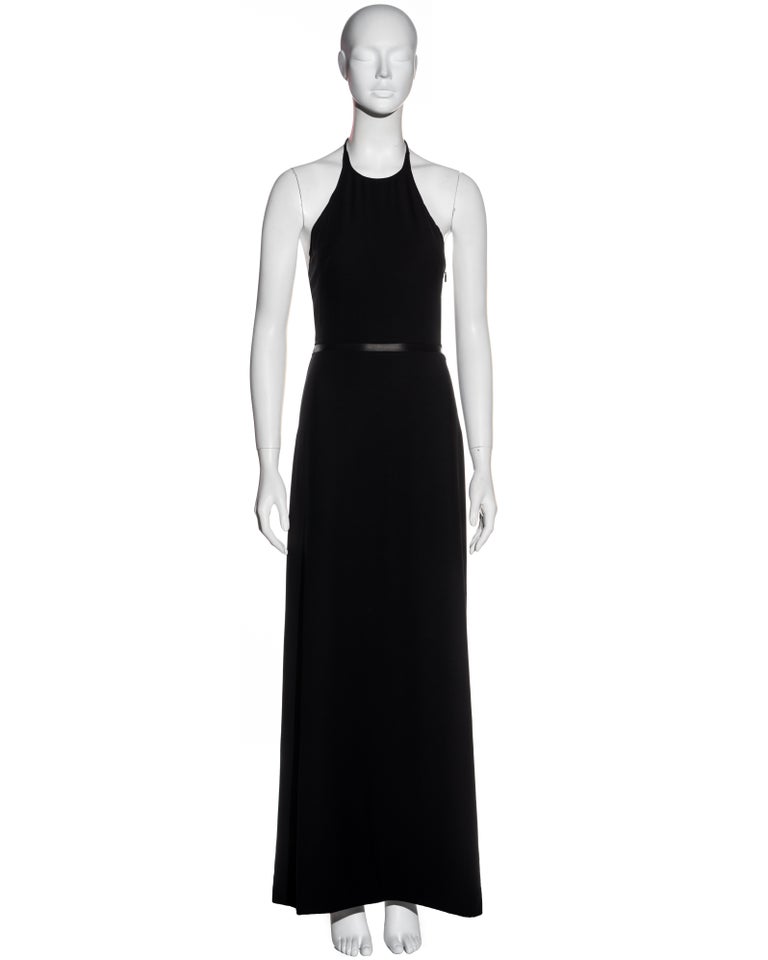 Gucci by Tom Ford black wool and leather halter neck evening dress, fw ...