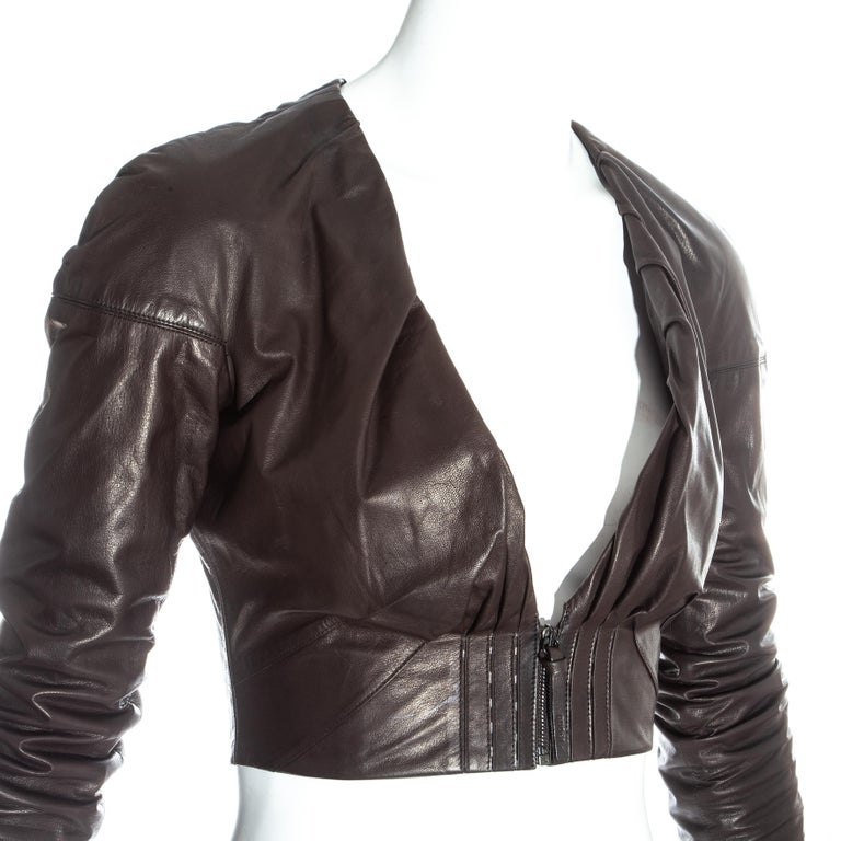 Gucci by Tom Ford brown leather cropped jacket, ss 2003 at 1stDibs ...