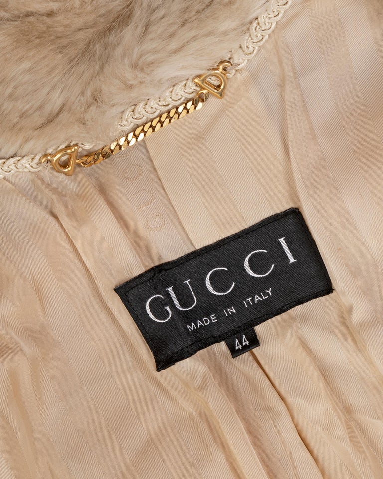 Gucci by Tom Ford cream faux fur double-breasted coat, fw 1996 at 1stDibs