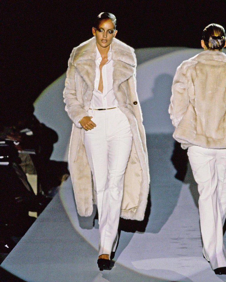 Gucci by Tom Ford cream faux fur double-breasted coat, fw 1996 at 1stDibs
