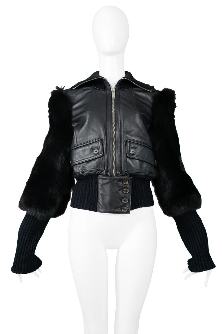 Gucci By Tom Ford Leather and Fox Fur Jacket 2003 For Sale at 1stDibs