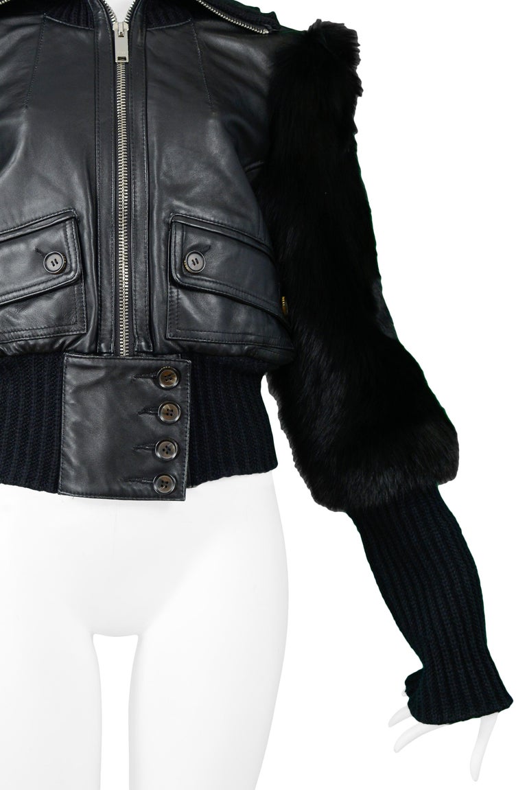 Gucci By Tom Ford Leather and Fox Fur Jacket 2003 For Sale at 1stDibs