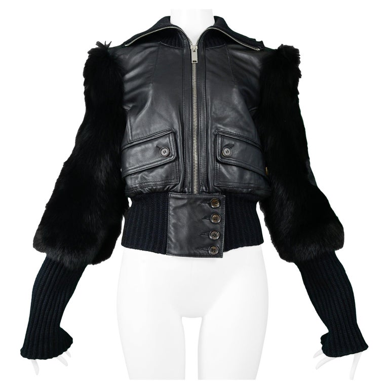 Gucci By Tom Ford Leather and Fox Fur Jacket 2003 For Sale at 1stDibs
