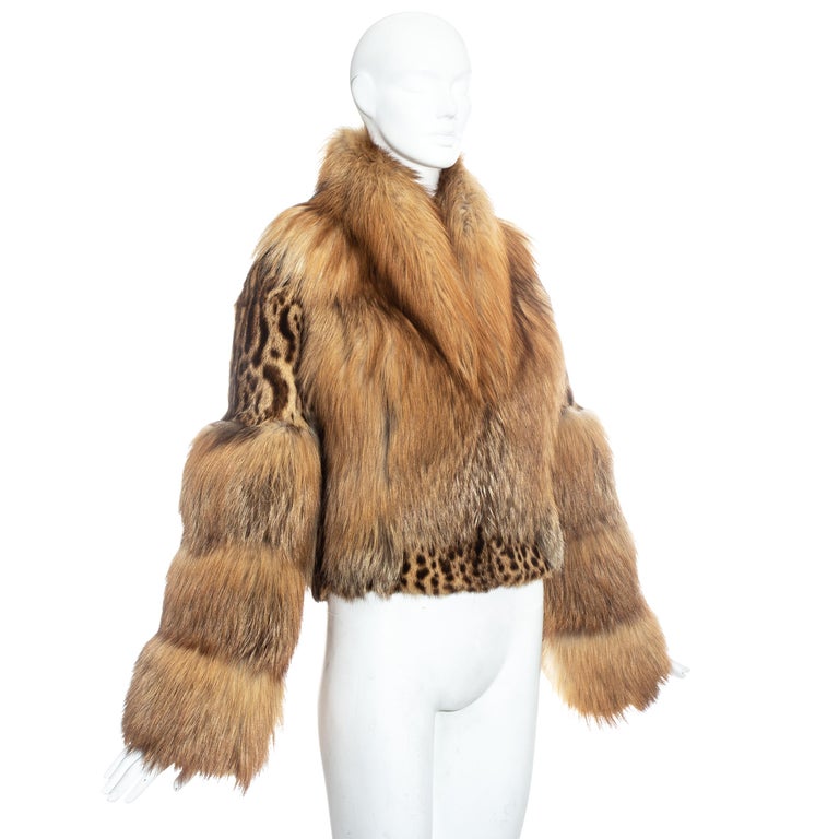 Gucci by Tom Ford leopard print rabbit and fox fur cropped jacket, fw ...