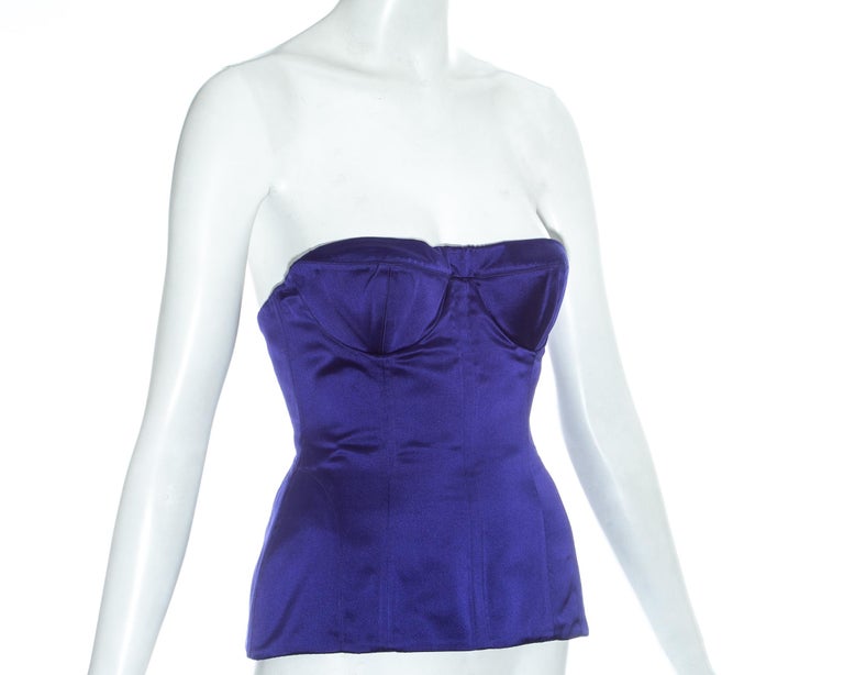 Gucci by Tom Ford purple silk cone bra corset bustier, ss 2001 at ...