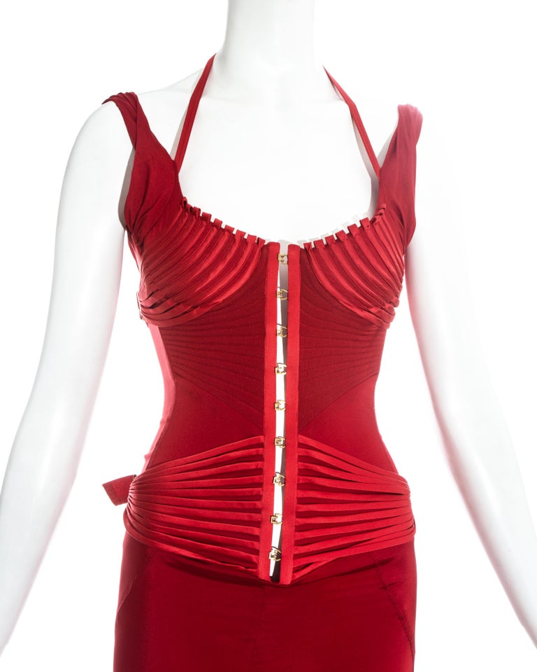 Gucci by Tom Ford red silk corseted trained evening dress, fw 2003 at ...