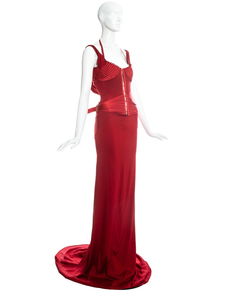 Gucci by Tom Ford red silk corseted trained evening dress, fw 2003 at ...