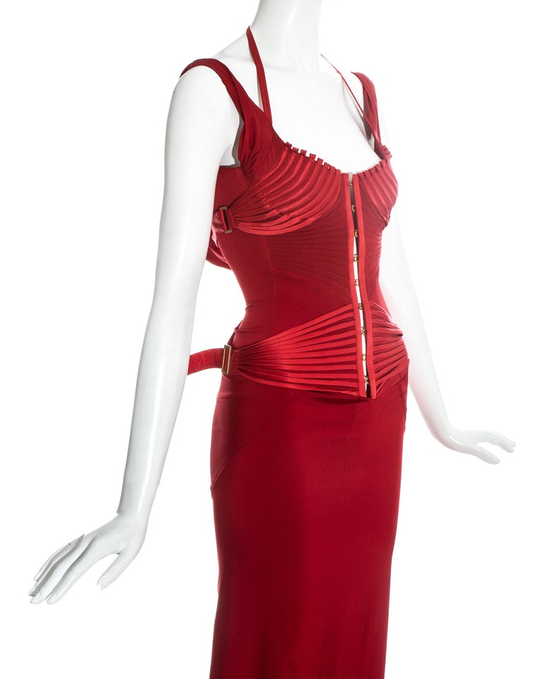 Gucci by Tom Ford red silk corseted trained evening dress, fw 2003 at ...