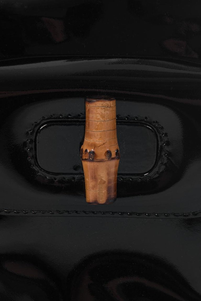 GUCCI by Tom Ford Fall 1994 Documented Small Black Patent Bamboo ...