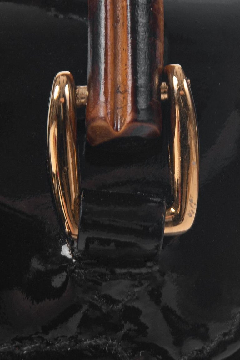 GUCCI by Tom Ford Fall 1994 Documented Small Black Patent Bamboo ...