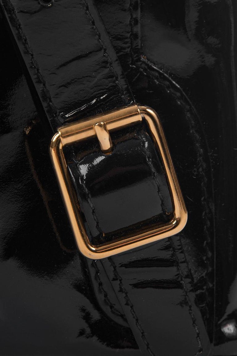 GUCCI by Tom Ford Fall 1994 Documented Small Black Patent Bamboo ...