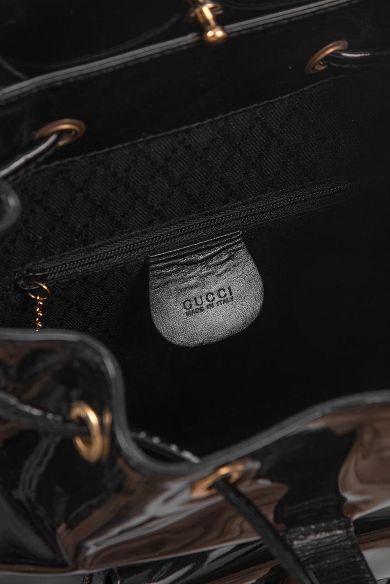 GUCCI by Tom Ford Fall 1994 Documented Small Black Patent Bamboo ...