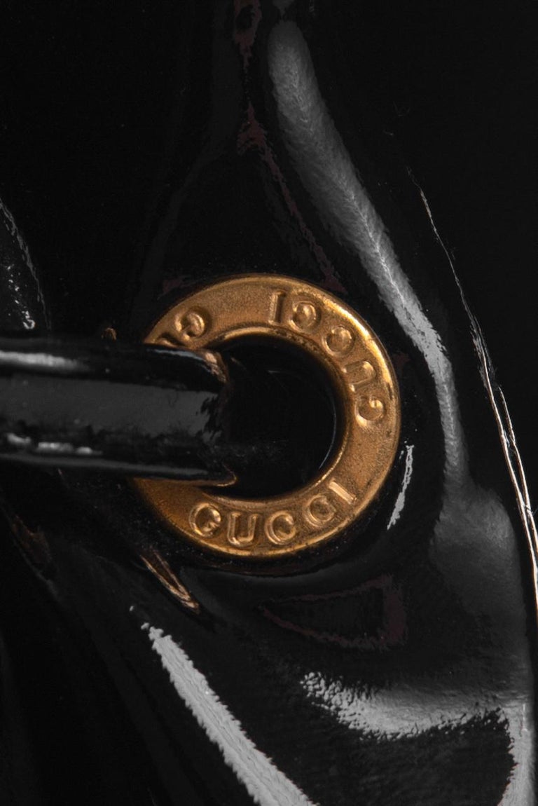 GUCCI by Tom Ford Fall 1994 Documented Small Black Patent Bamboo ...