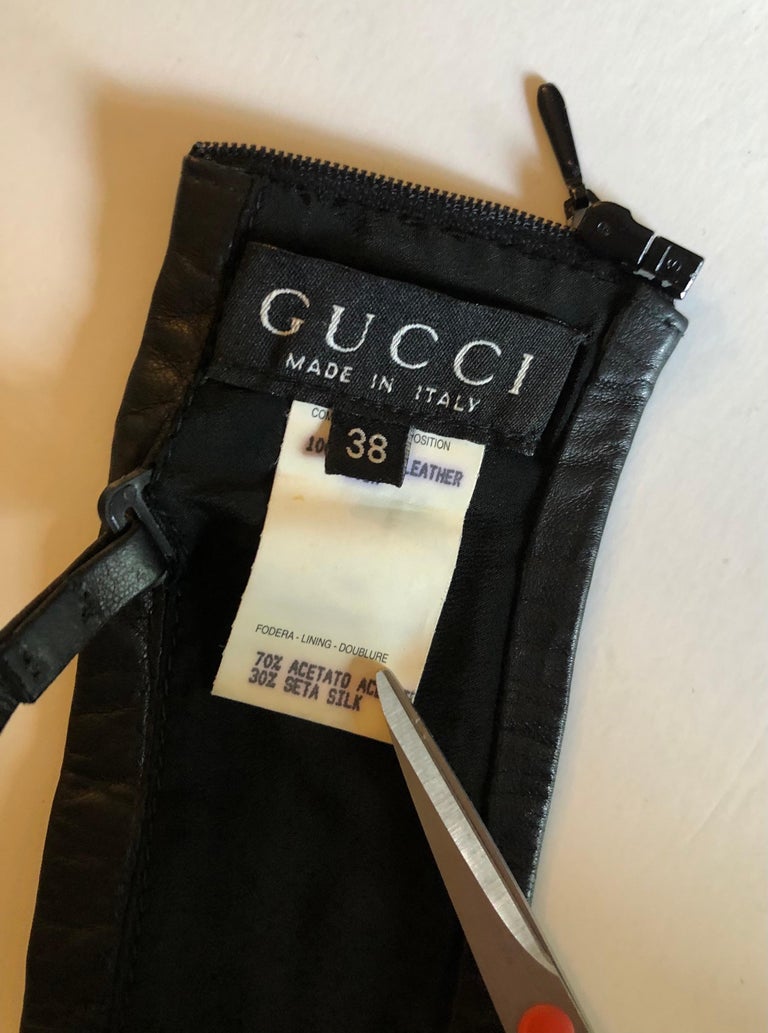 Gucci by Tom Ford S/S 1998 Vintage Black Leather Tube Bra Bralette Crop ...