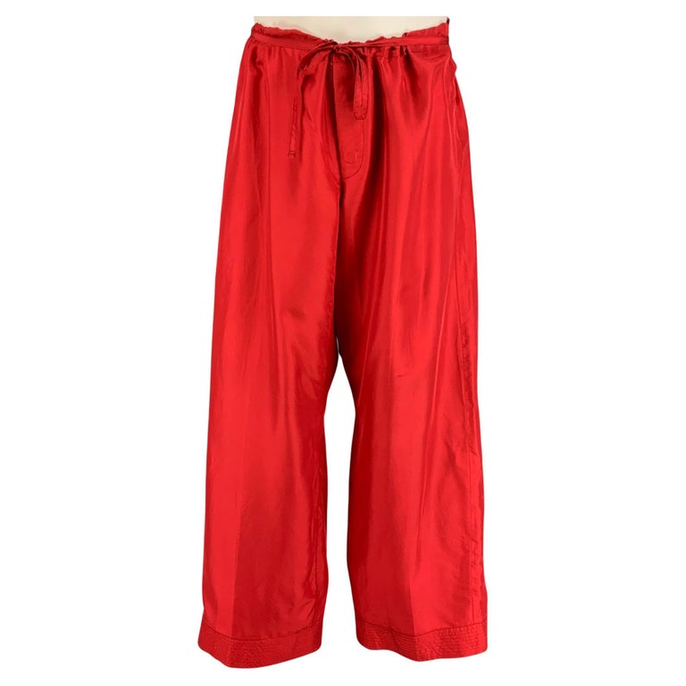 Gucci By Tom Ford Ss 2001 Size 34 Red Silk Drawstring Wide Leg Karate