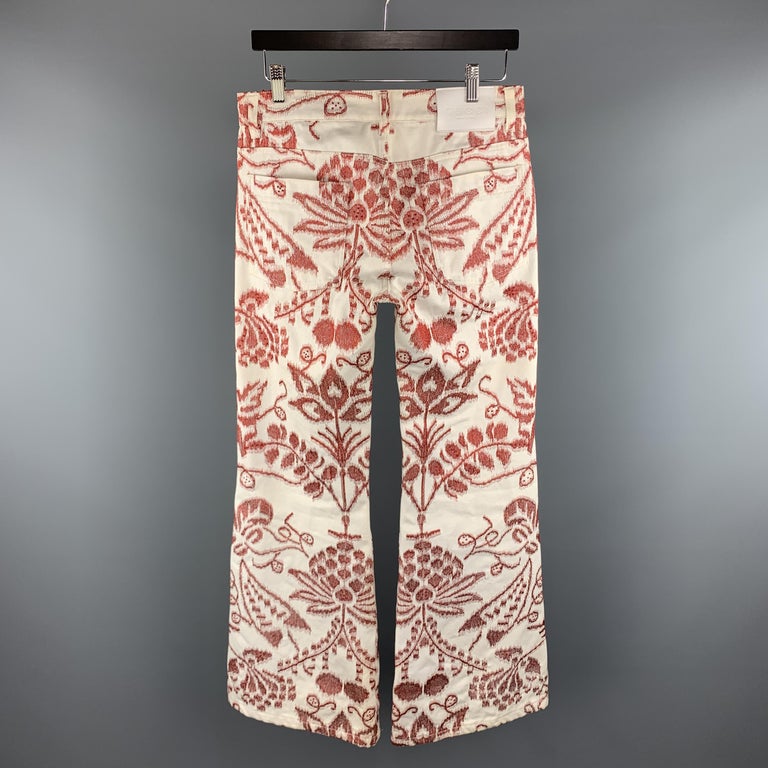 GUCCI by TOM FORD SS2000 Size 29 x 31 White Embroidery Cotton Bell ...