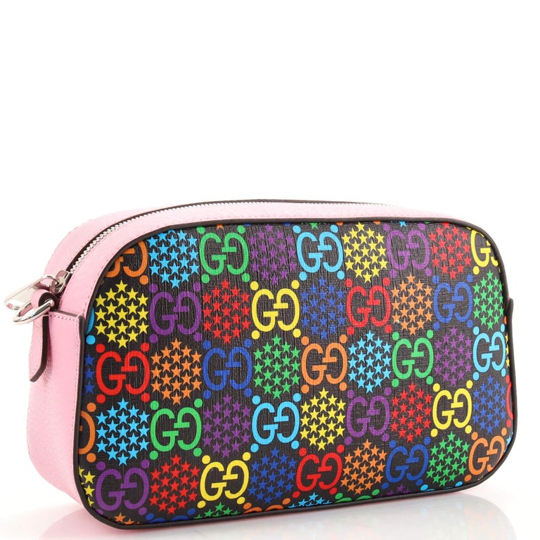Gucci Camera Crossbody Bag Psychedelic Print GG Coated Canvas Small For ...