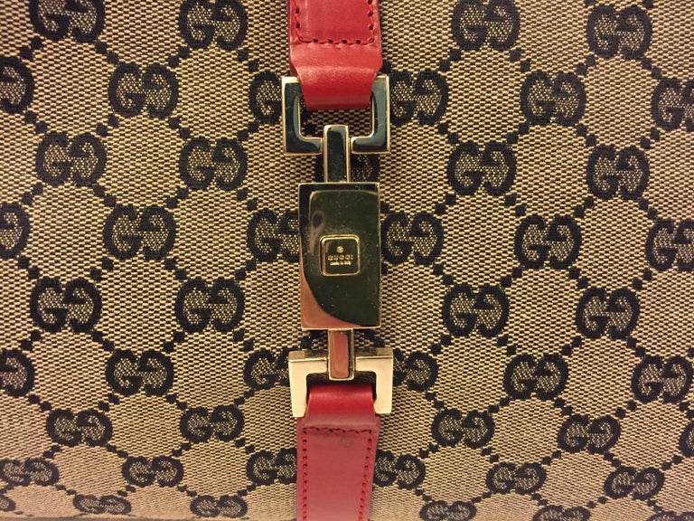 Gucci canvas monogram red piping handbag at 1stDibs | gucci red ...