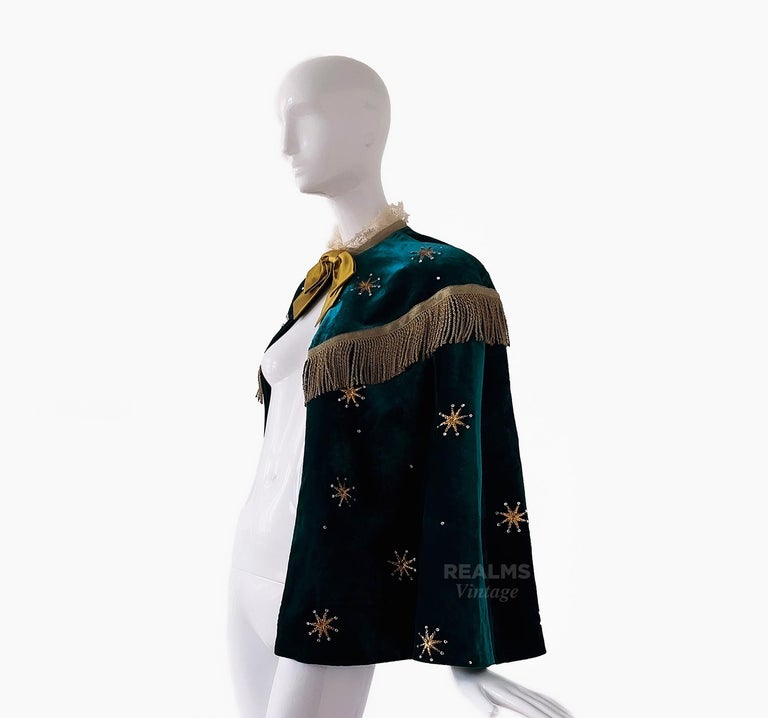 GUCCI Cape Showstopper Silk Velvet Gorgeous Gold Rhinestone ...