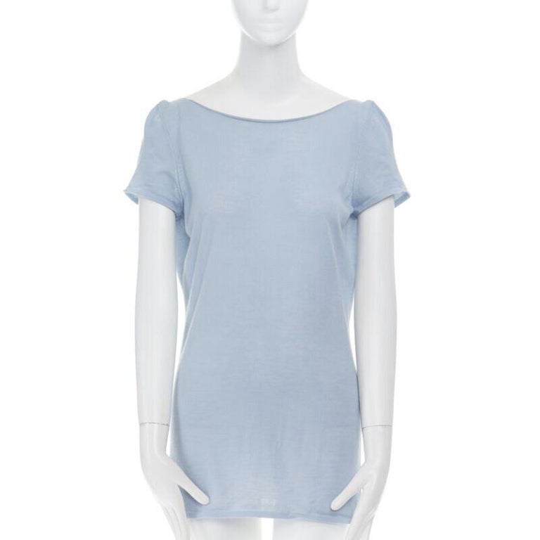 GUCCI cashmere blend blue boat horse bit buckle open back knit top S S ...