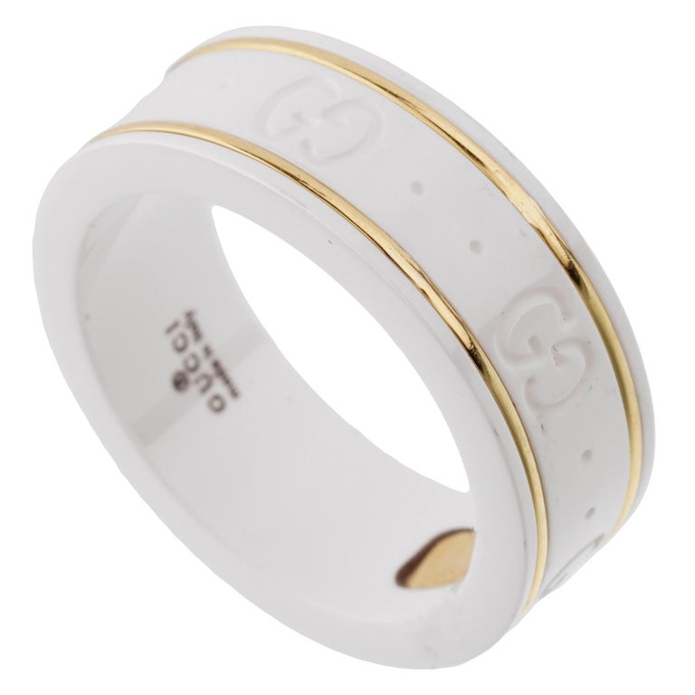 Gucci Ceramic Yellow Gold Band Ring For Sale at 1stDibs