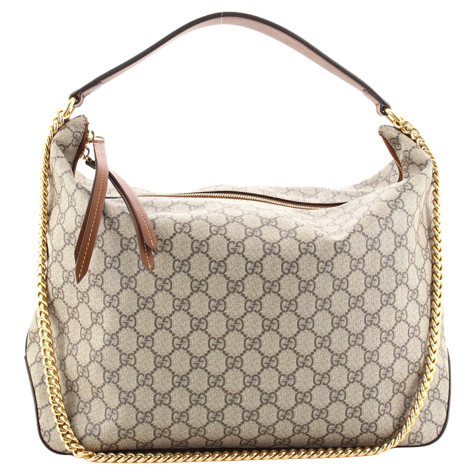 Gucci Chain Hobo GG Coated Canvas Large For Sale at 1stDibs