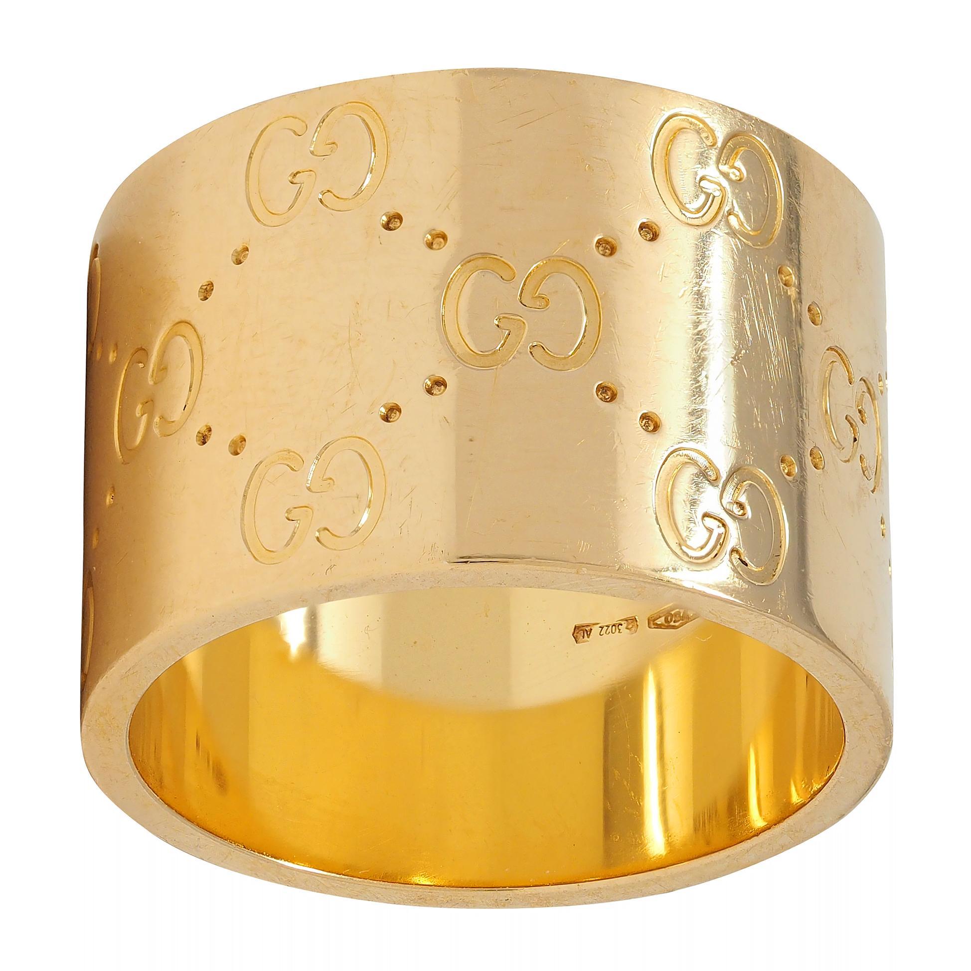 Gucci Contemporary 18 Karat Yellow Gold Icon Wide Band Ring For Sale at ...