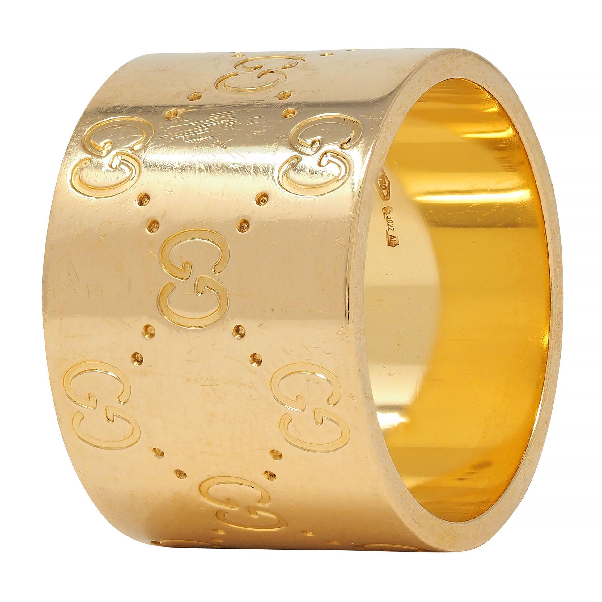 Gucci Contemporary 18 Karat Yellow Gold Icon Wide Band Ring For Sale at ...