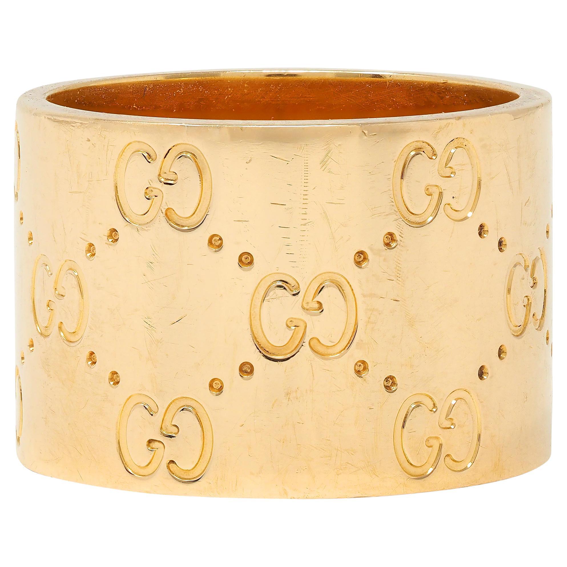 Gucci Contemporary 18 Karat Yellow Gold Icon Wide Band Ring For Sale at ...