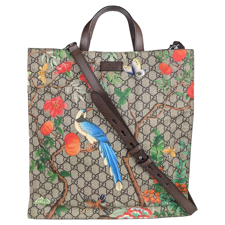 Gucci Convertible Soft Open Tote Tian Print GG Coated Canvas Tall For ...