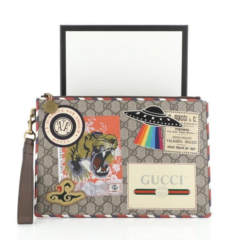 Gucci Courrier Pouch GG Coated Canvas With Applique at 1stDibs
