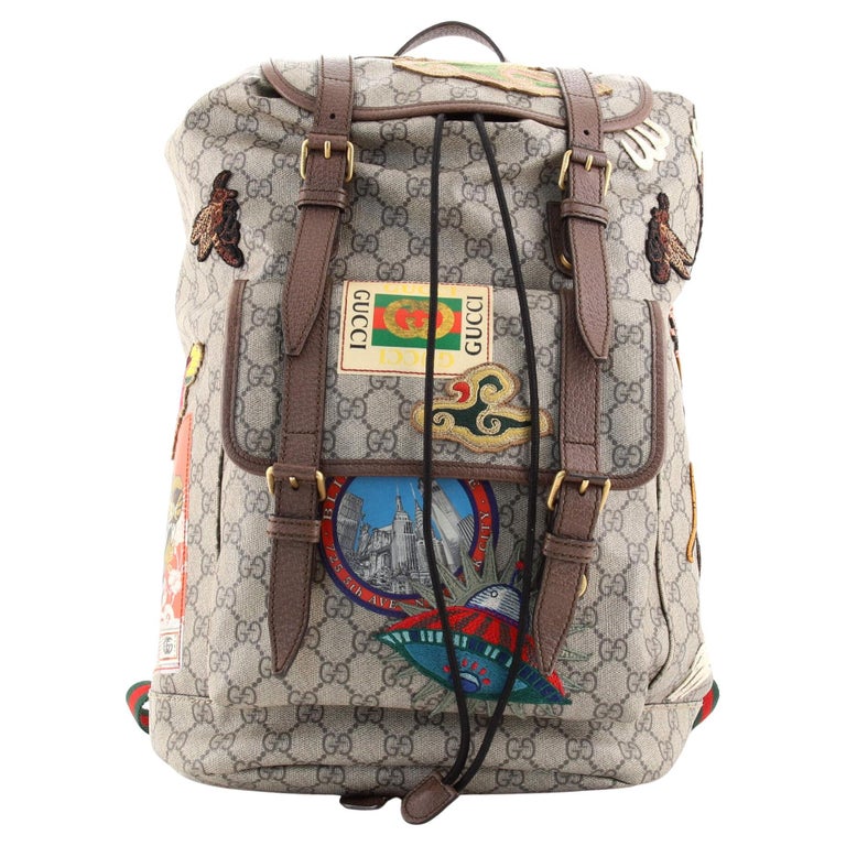 Gucci Courrier Soft Backpack GG Coated Canvas with Applique Large For ...