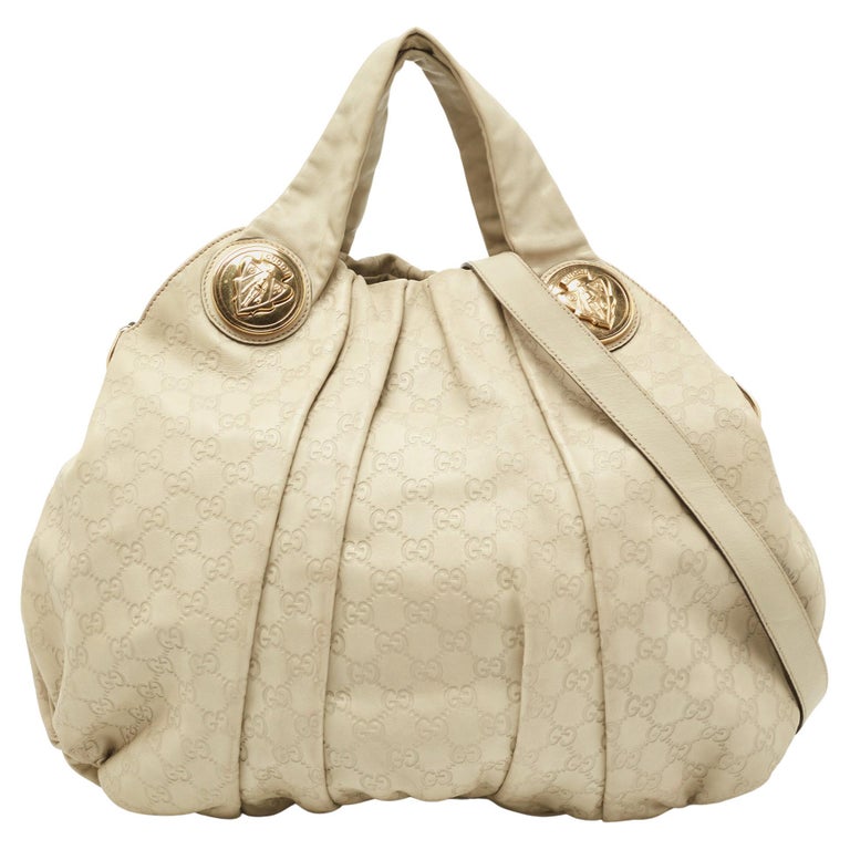 Gucci Cream Guccissima Leather Large Hysteria Hobo For Sale at 1stDibs