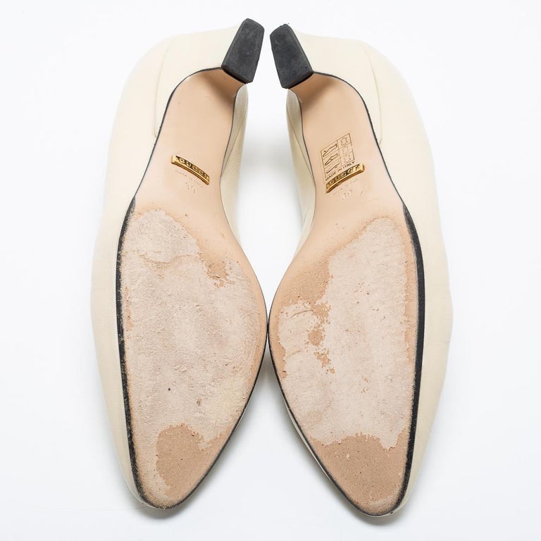 Gucci Cream Leather Cutout Detail GG Berith Pumps Size 39 For Sale at ...