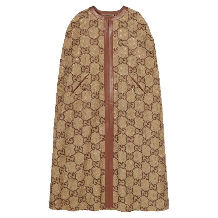 GUCCI Crystal Embellished Reversible GG Monogram Cape Coat For Sale at ...