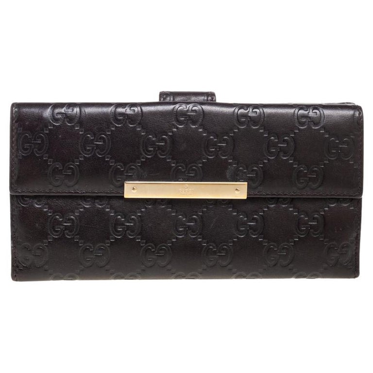 Gucci Dark Brown Guccissima Leather Flap Continental Wallet For Sale at ...