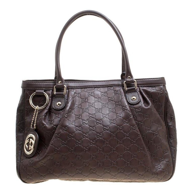 Gucci Dark Brown Guccissima Leather Sukey Tote For Sale at 1stDibs